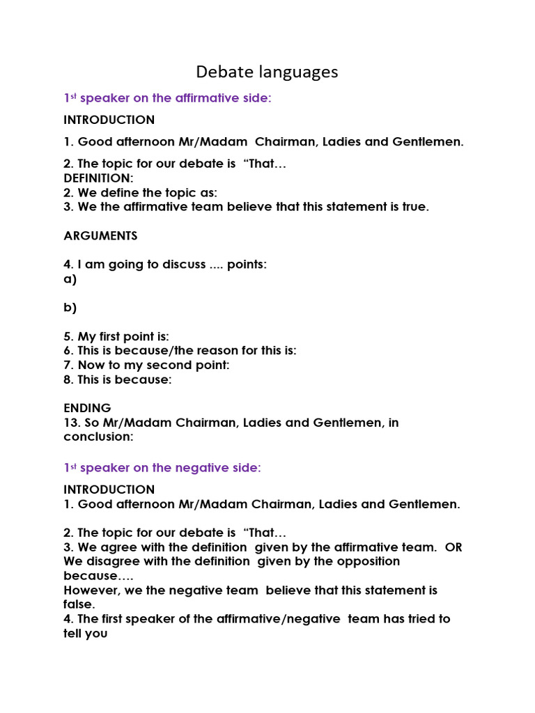 Debate Language | PDF