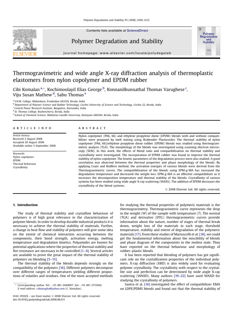 Thermogravimetric and Wide Angle X-Ray Diffraction Analysis of ... Thermogravimetric and Wide Angle X-Ray Diffraction Analysis of ...