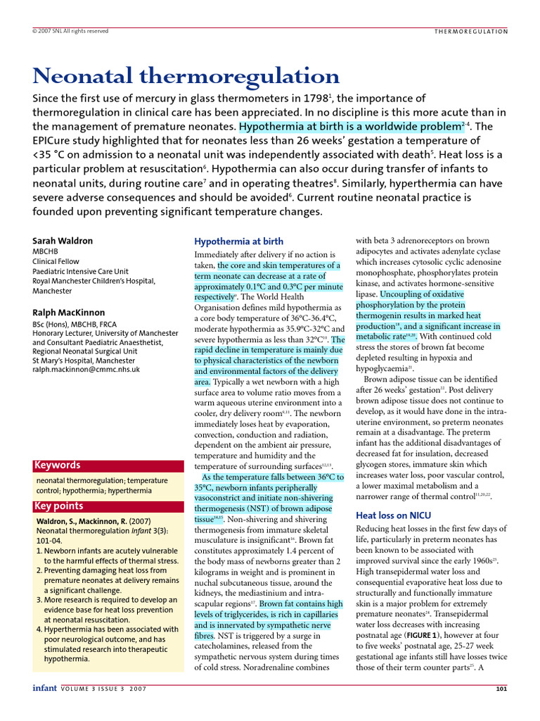 2007 Neonatal Thermoregulation | PDF