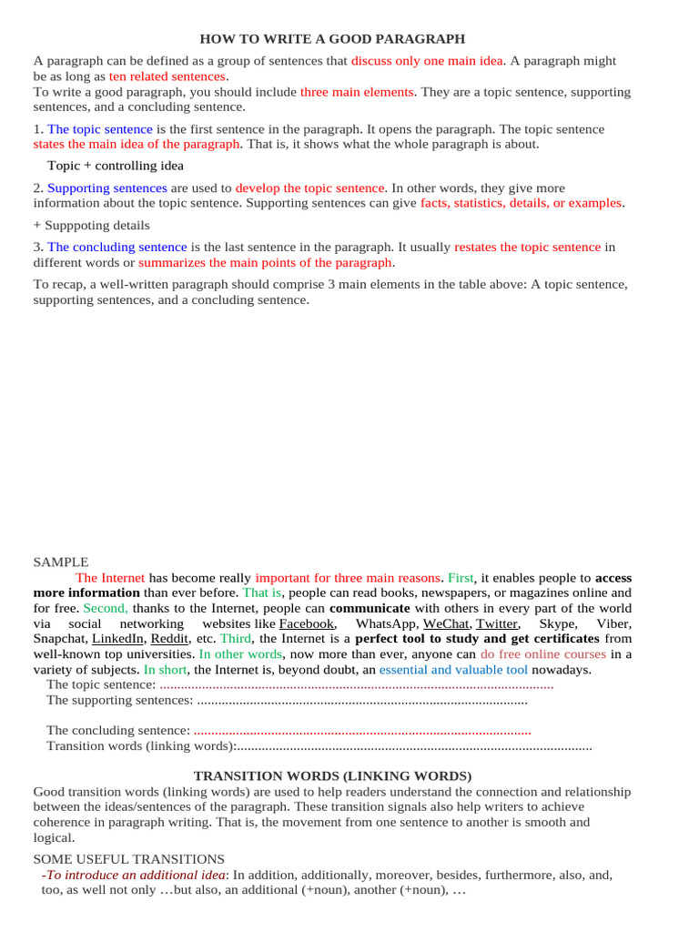 How To Write A Good Paragraph | PDF