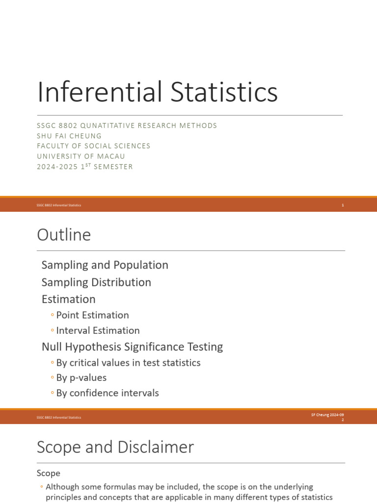 SSGC 8802 - Inferential Statistics | PDF | Statistics | P Value