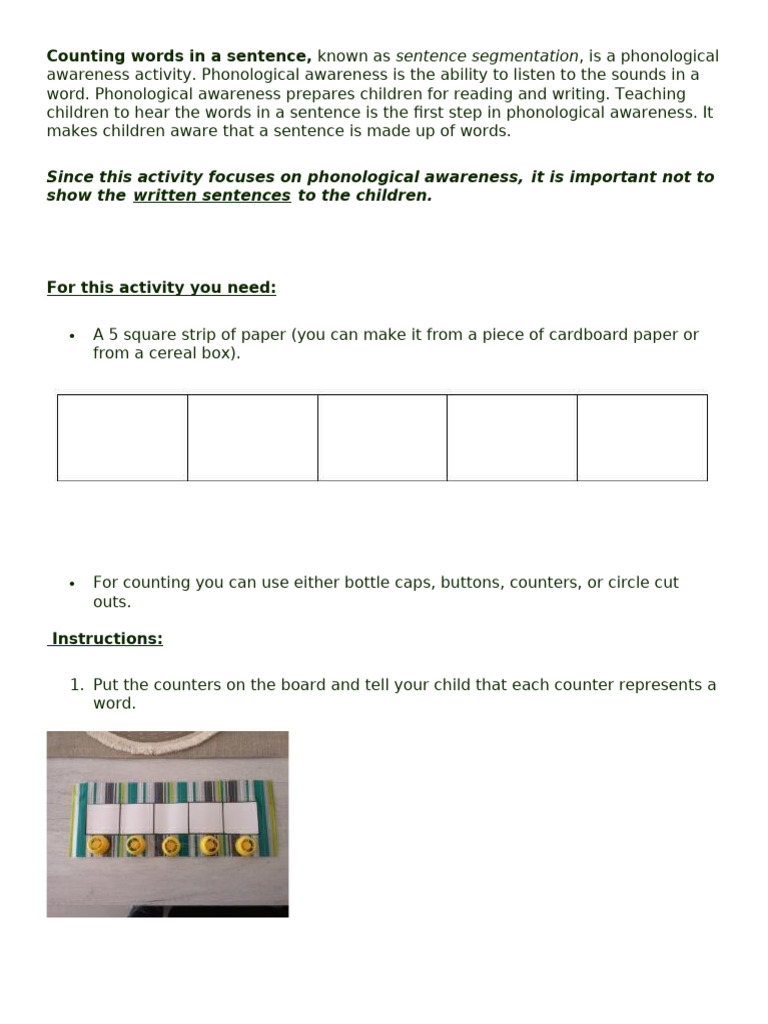 Counting Words in A Sentence | PDF
