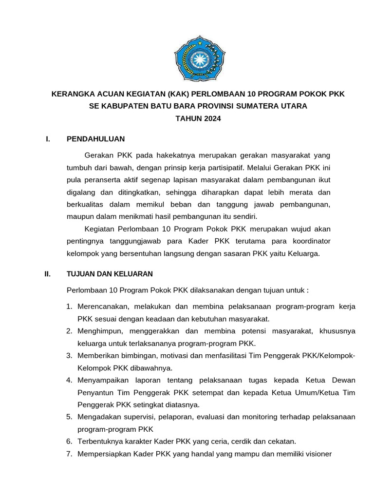Kerangka Acuan 10 Program Pokok PKK | PDF | Indonesia | Home & Garden