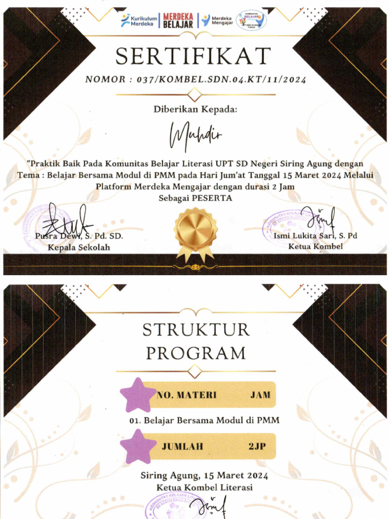 Sert. Modul PMM - Muhdir | PDF