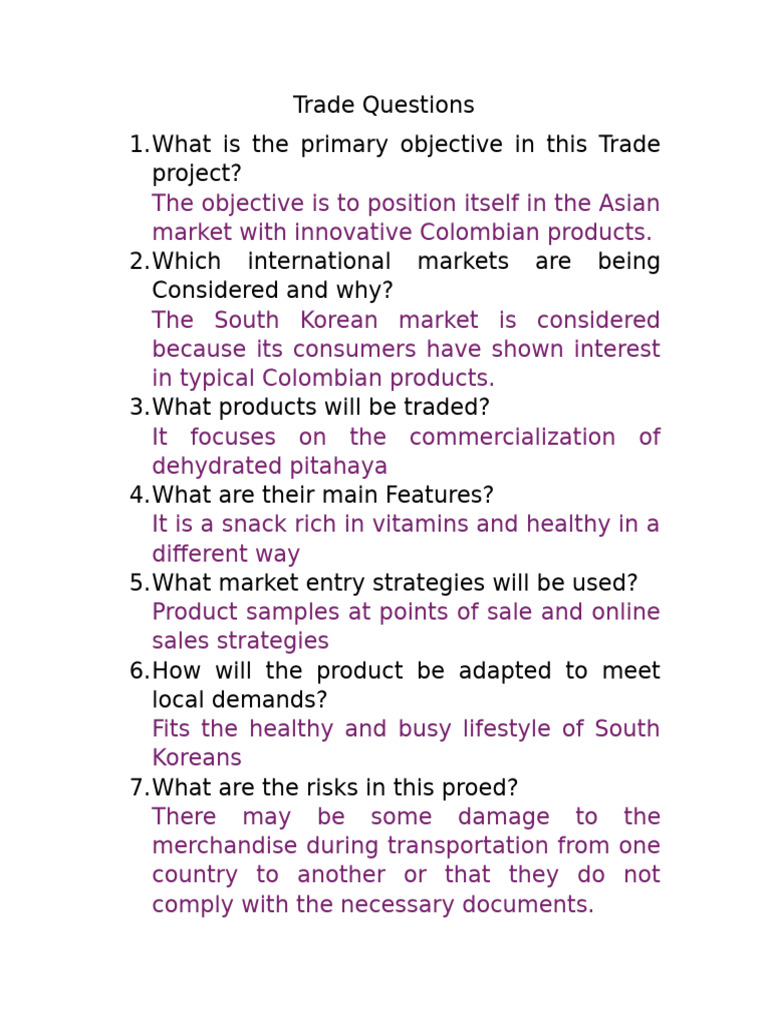 Trade Questions | PDF