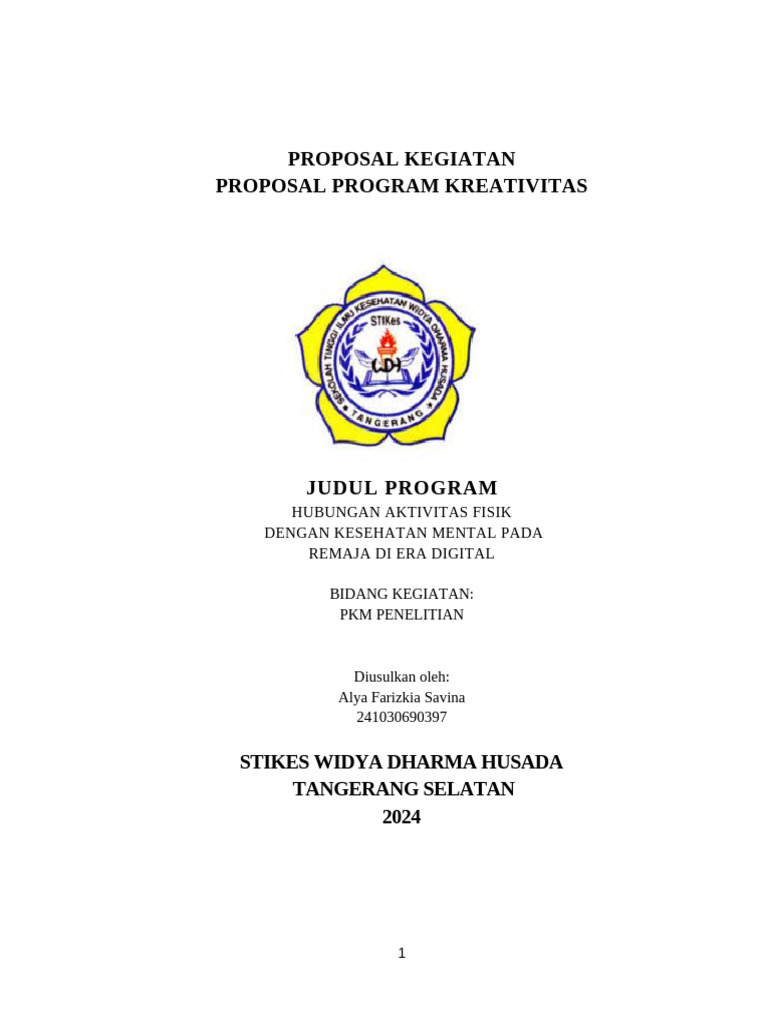 Proposal Kegiatan Alya Revisi | PDF