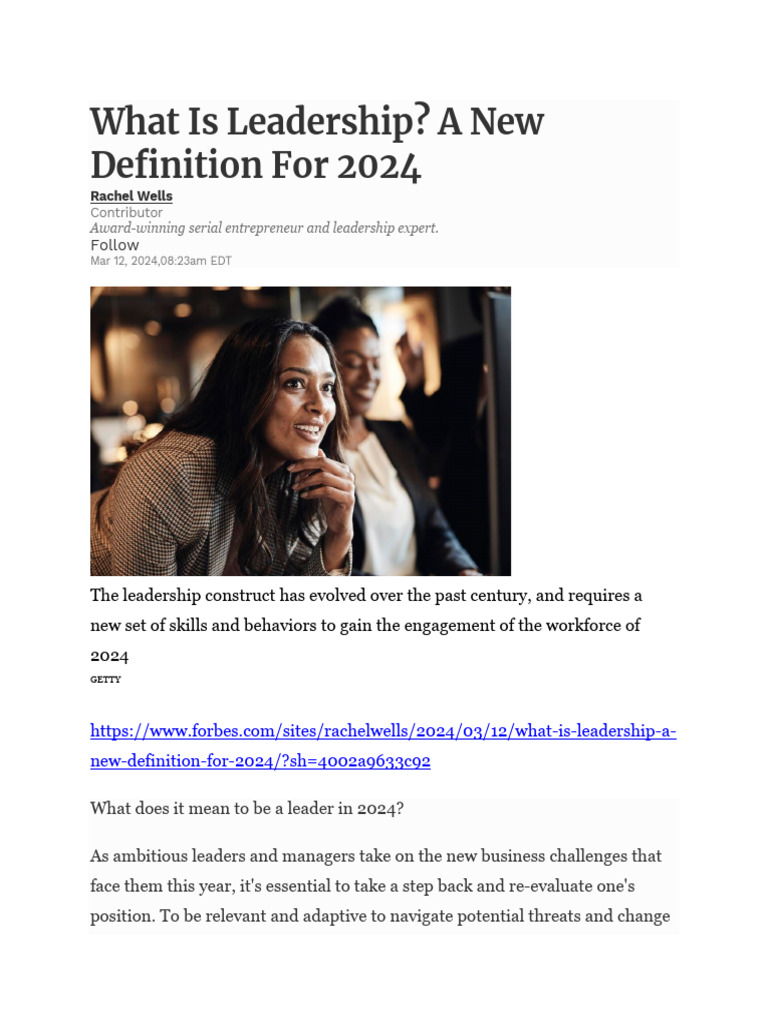 What Is Leadership - A New Definition For 2024 | PDF