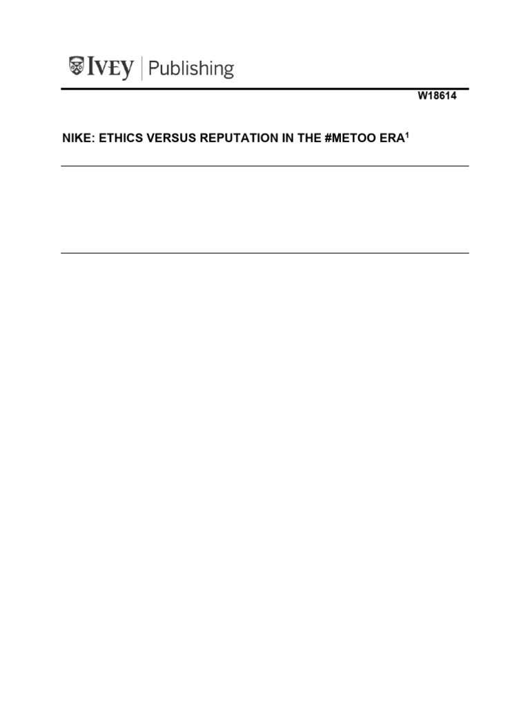 Nike Ethics Versus Reputation in The #MeToo Era | PDF