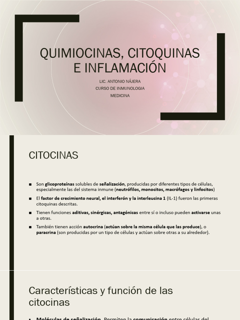 Clase 4 - Semana 4 - Quimiocinas - Citoquinas e Inflamacion 120624 | PDF