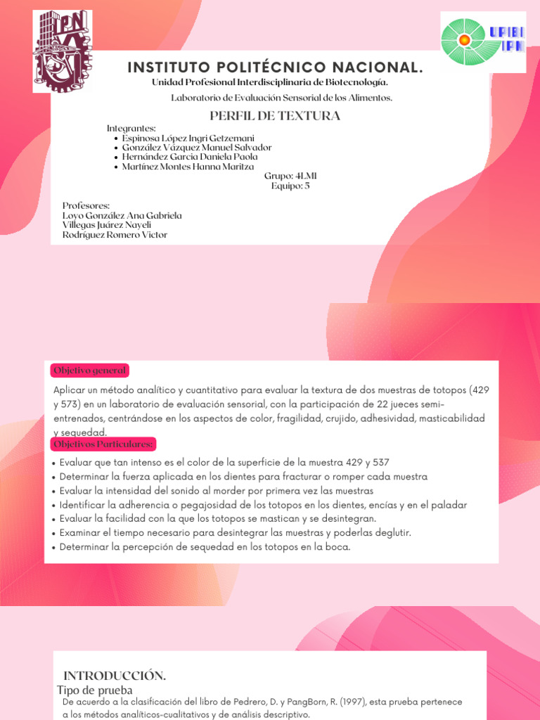 Perfil de textura. | PDF