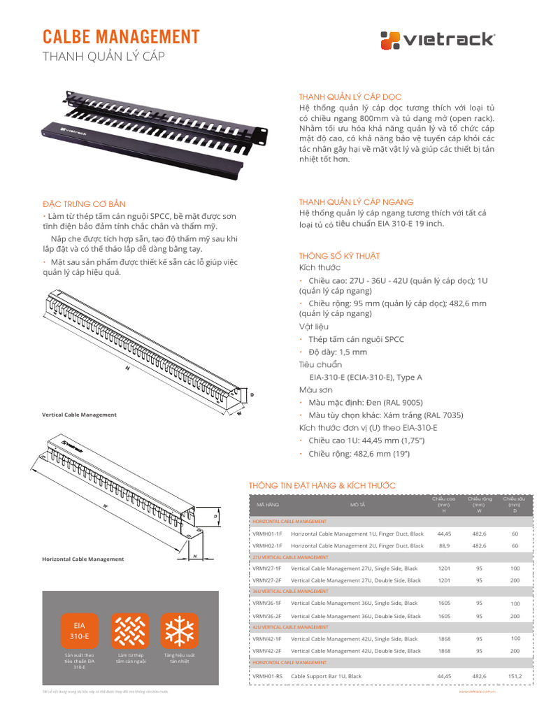 Cable Management Data Sheet | PDF