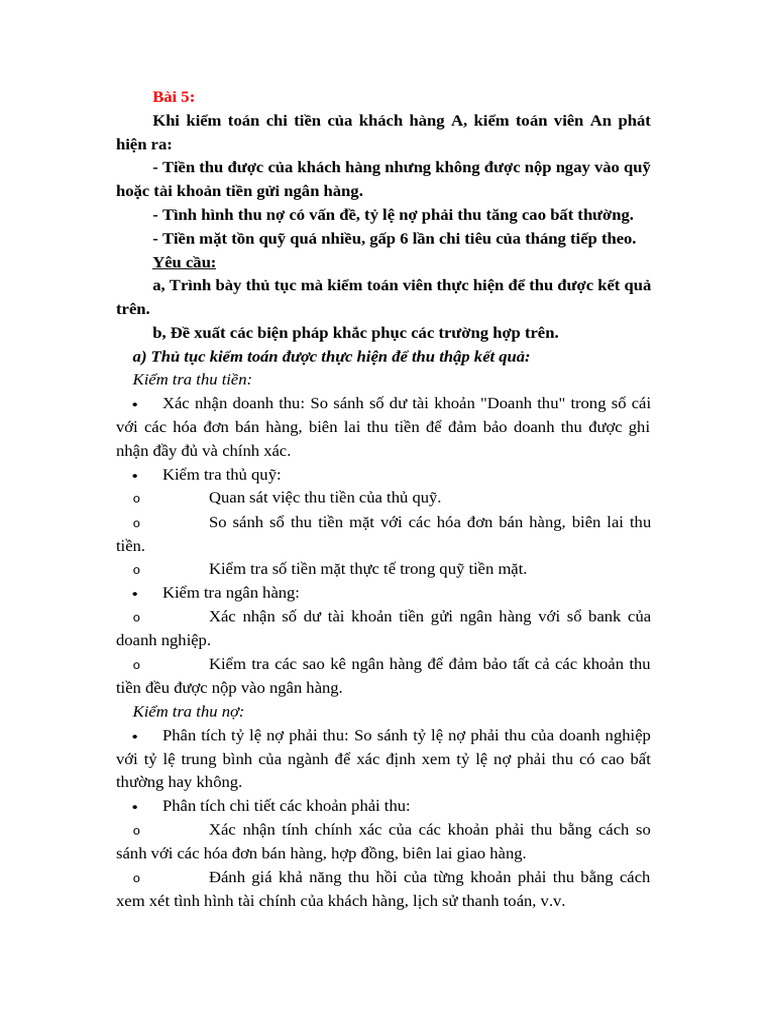 bài tập kiểm toán bctc | PDF