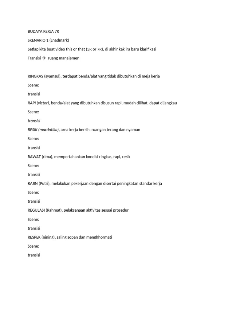 Budaya Kerja 7R | PDF