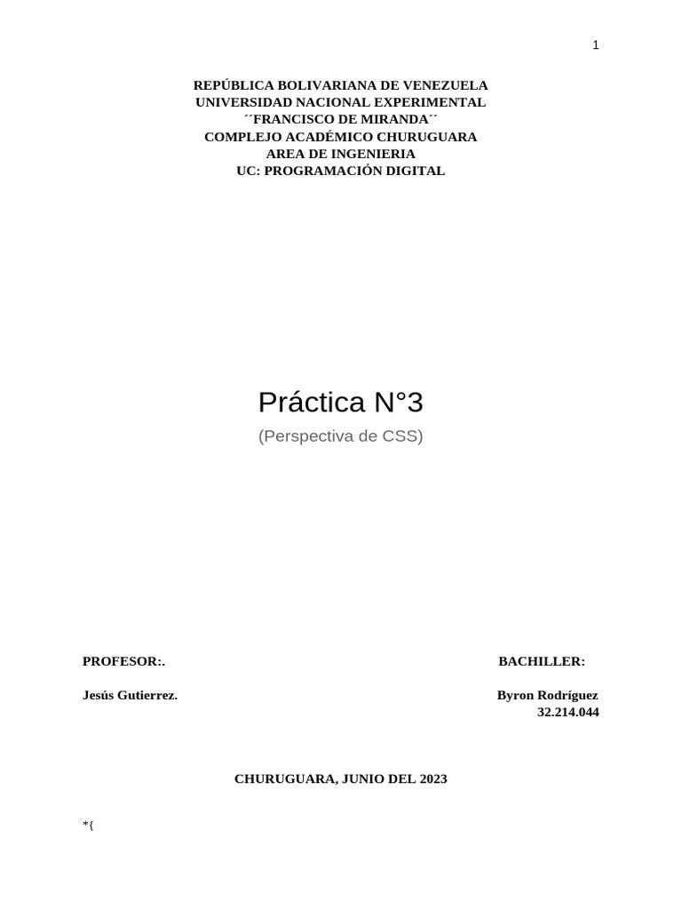 Práctica N°3 (Perspectiva CSS) | PDF