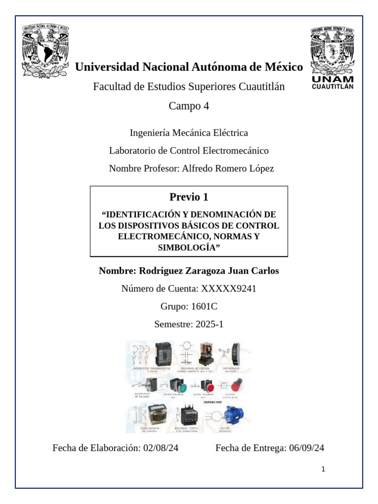 Previo 1 Control Electormecanico | PDF