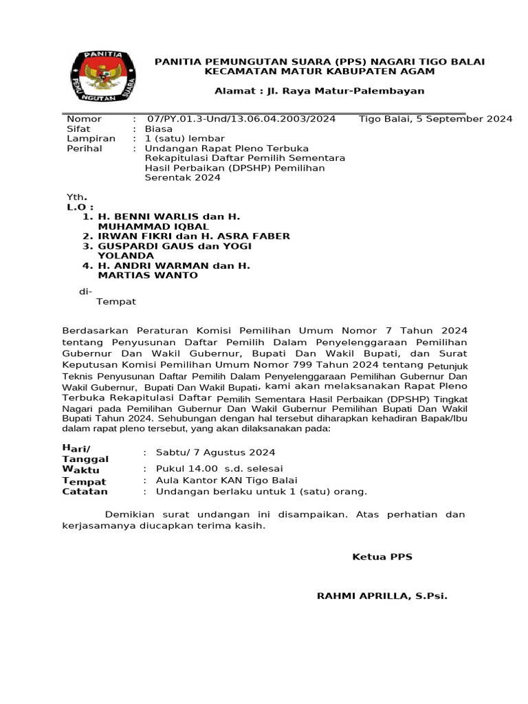 03 Draft Undangan DPSHP PPS - PPK | PDF