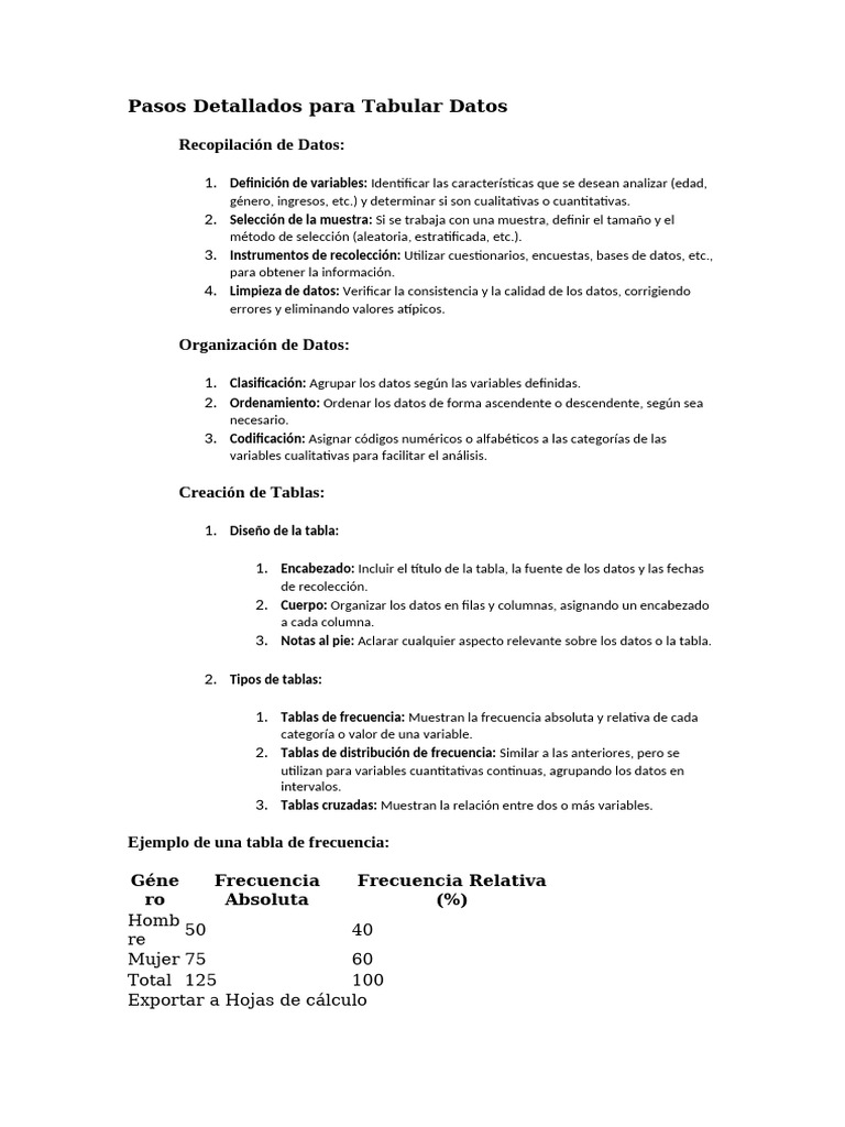 Guía para Tabular Datos Efectivamente | PDF | Estadísticas ...