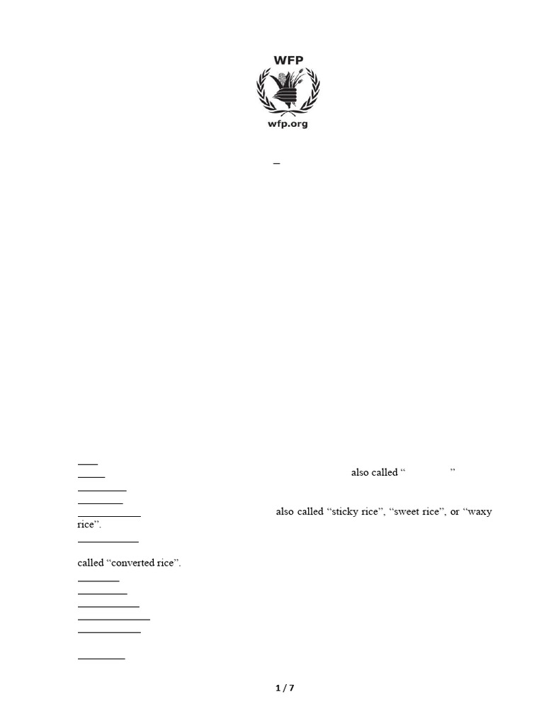 Technical Specification For Rice (Fortified) | PDF