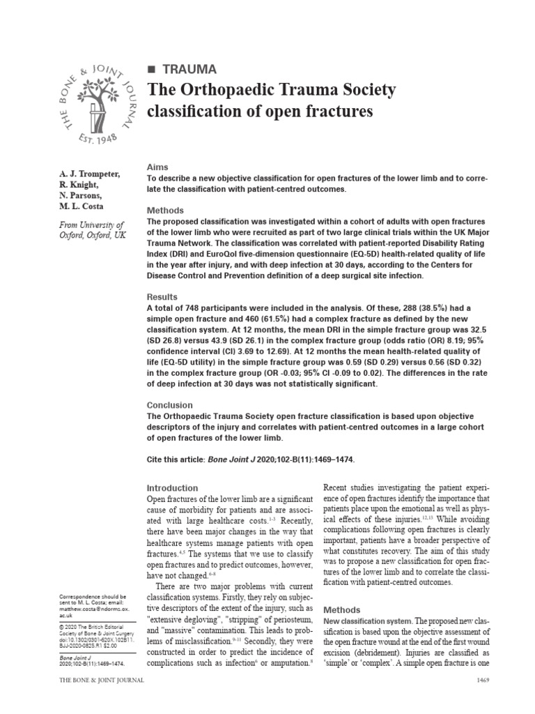 Alex J Trompeter The Orthopaedic Trauma Society | PDF