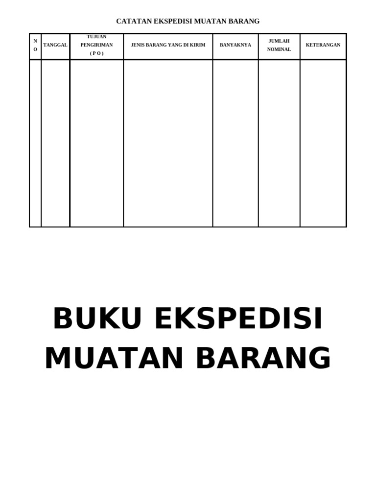 Catatan Ekspedisi Muatan Barang | PDF