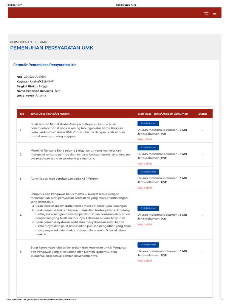 OSS Pemenuhan Standar | PDF