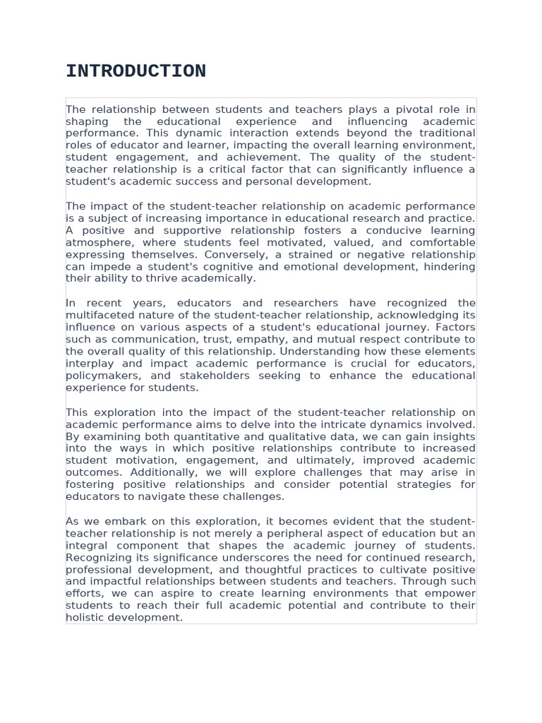 INTRODUCTION | PDF | Teachers | Wellness