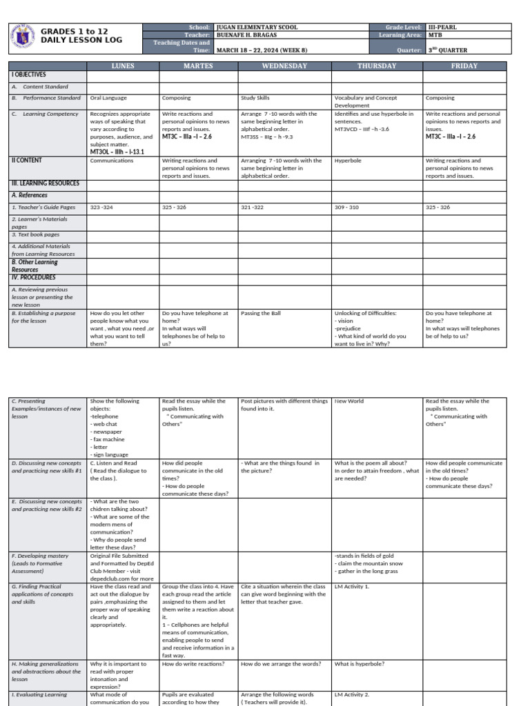 DLL MTB-3 Q3 W8 | PDF