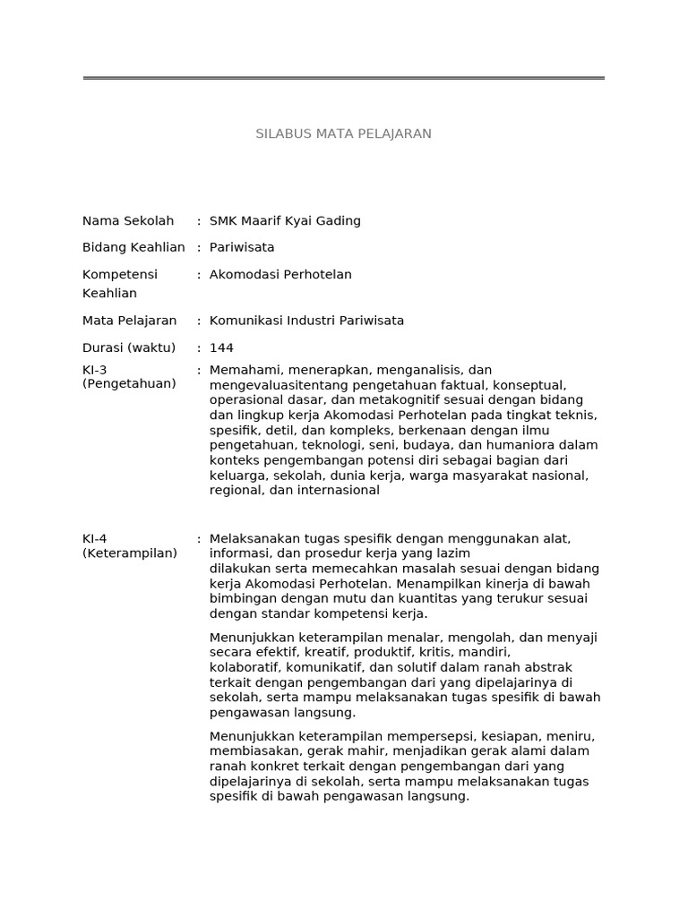 Silabus Komunikasi Industri | PDF