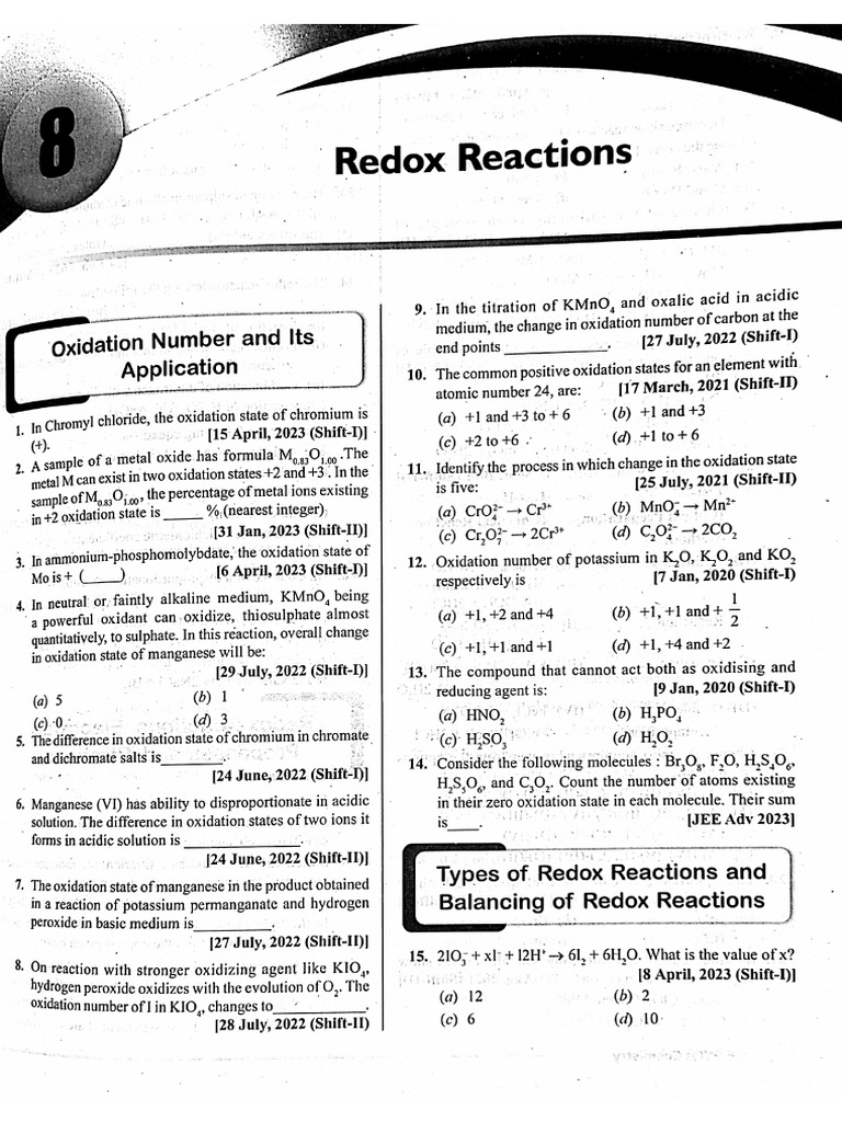 Redox Reactions | PDF