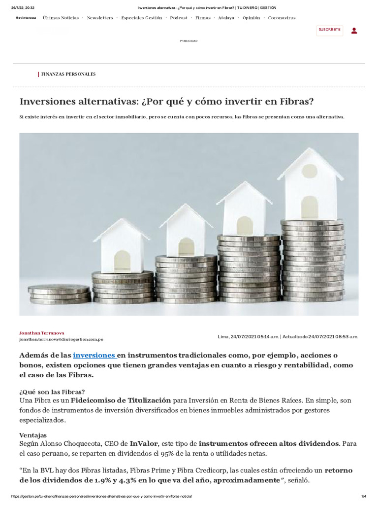 Diario Gestión - Inversiones Alternativas - Fibras | PDF