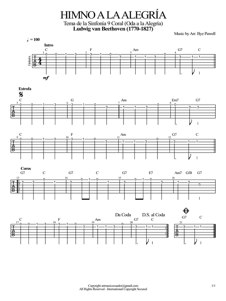 HIMNO A LA ALEGRIA GUITARRA | PDF