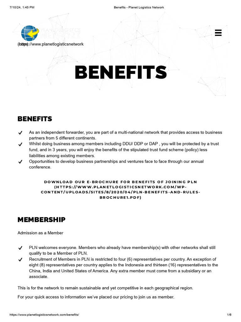 Benefits - Planet Logistics Network | PDF