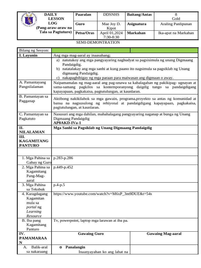 Semi Demo DLP Unang Digmaan.2 | PDF
