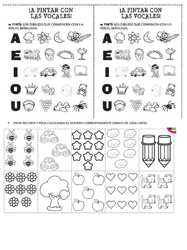 Pinta Recorta y Pega Colocando El Numero Correspondiente Debajo de Cada ...