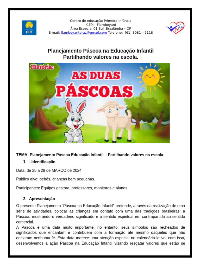 Projeto Pascoa 2024 (Maternal 2c) | PDF
