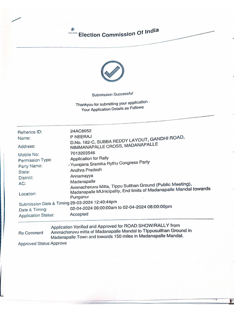 Permission For Rally and Road Show | PDF