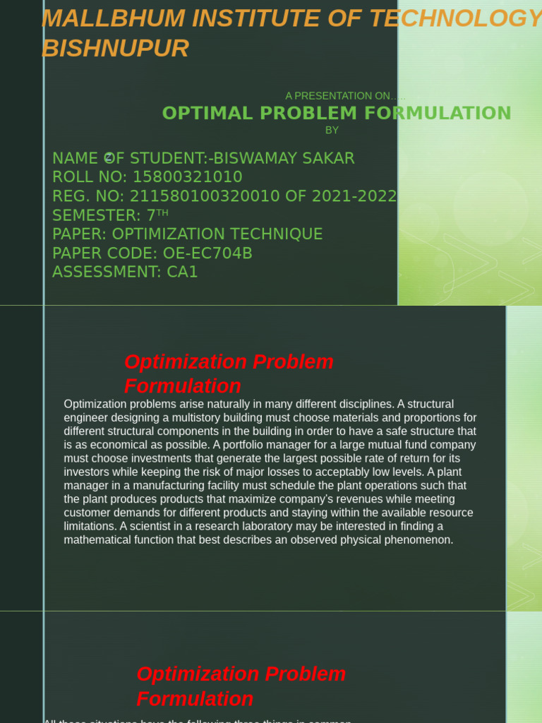 Optimization Techniques | PDF