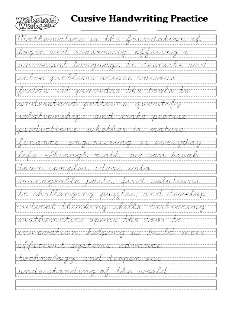 WorksheetWorks Cursive Handwriting Practice 3 | PDF