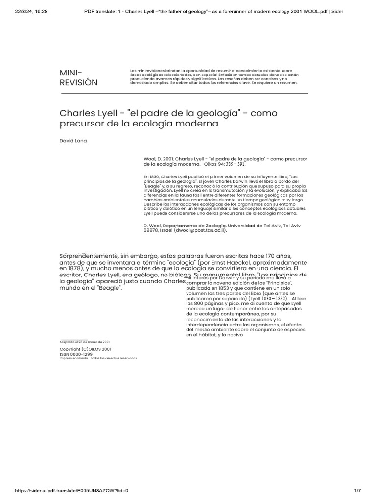 PDF Translate - 1 - Charles Lyell - "The Father of Geology" - As A ...