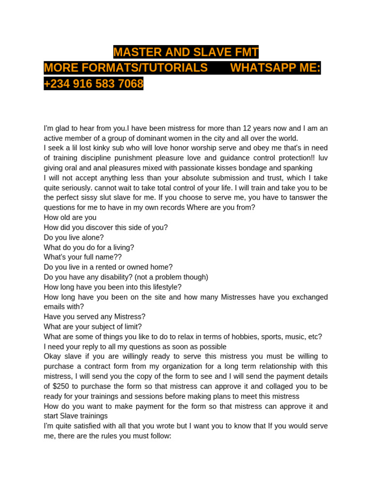 Master and Slave FMT 2024 | PDF