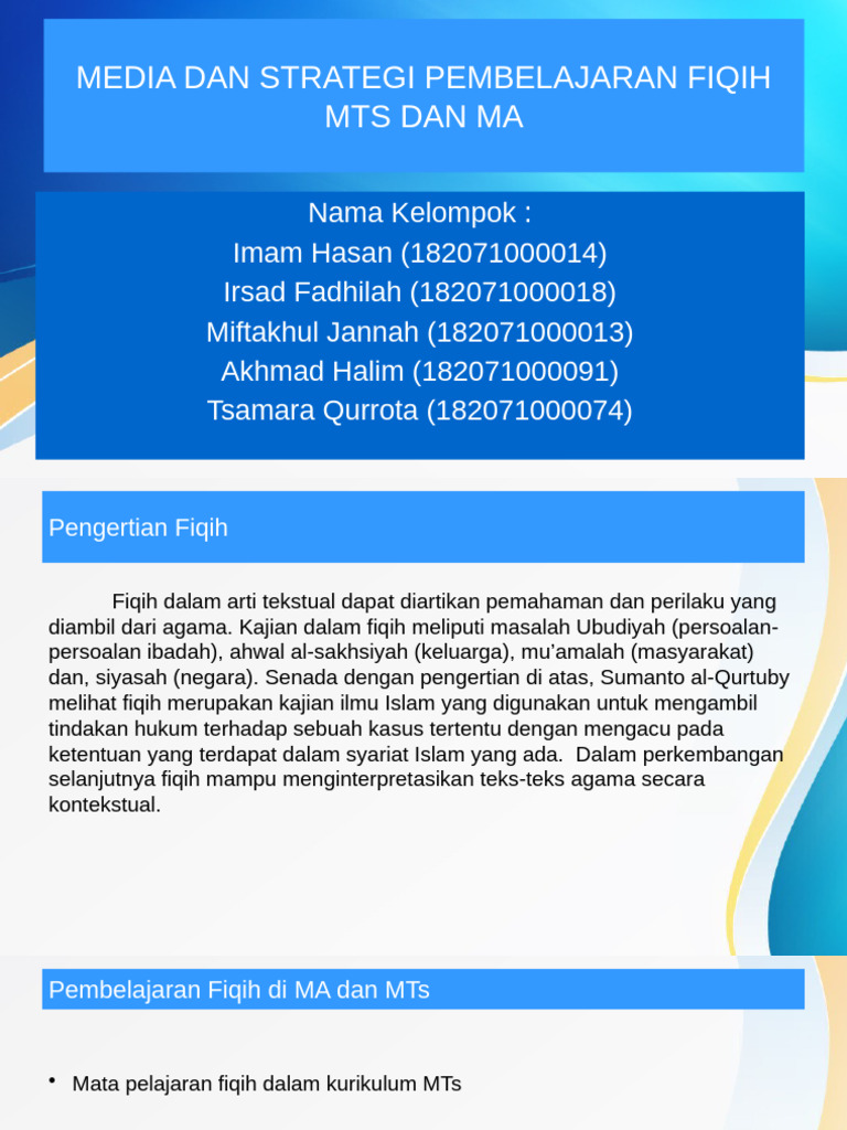 Media Dan Strategi Pembelajaran Fiqih MTS Dan Ma | PDF