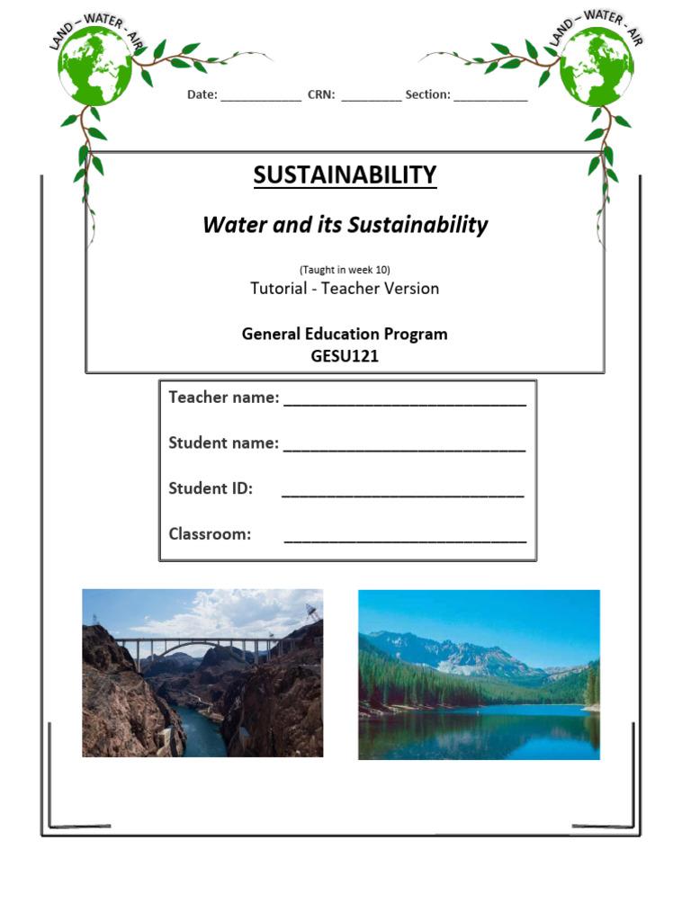 5 Water and Its Sustainability - Teacher | PDF