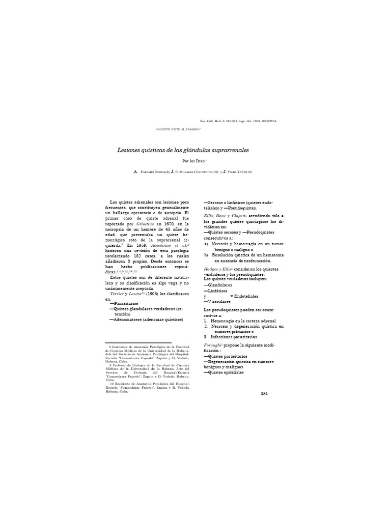 Quiste Supra Renal Revision De Caso Pdf