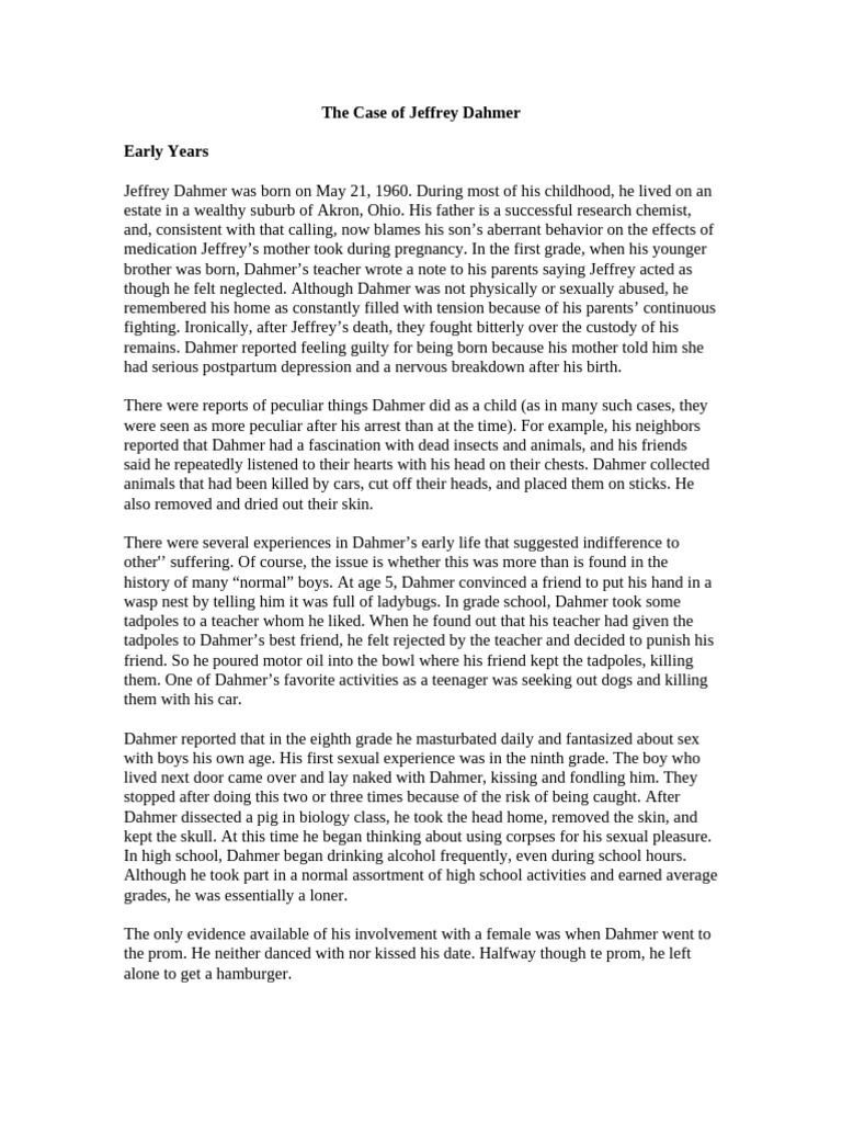 The Case of Jeffrey Dahmer | PDF