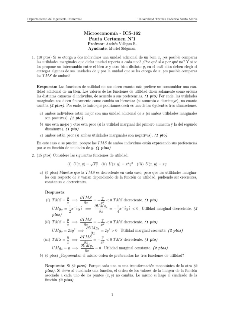 Pauta Certamen 1 | PDF