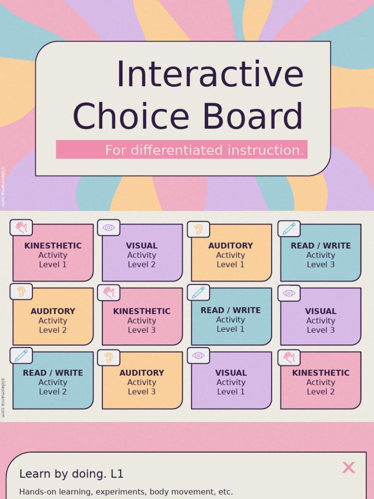 Interactive Choice Board Template For Differentiated Learning ...