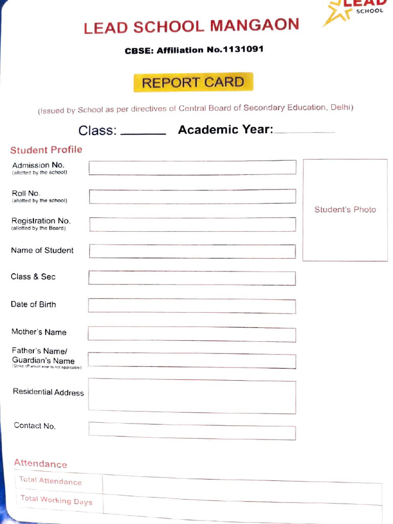 Class 9 CBSE Report Card Format | PDF | Educational Institutions ...