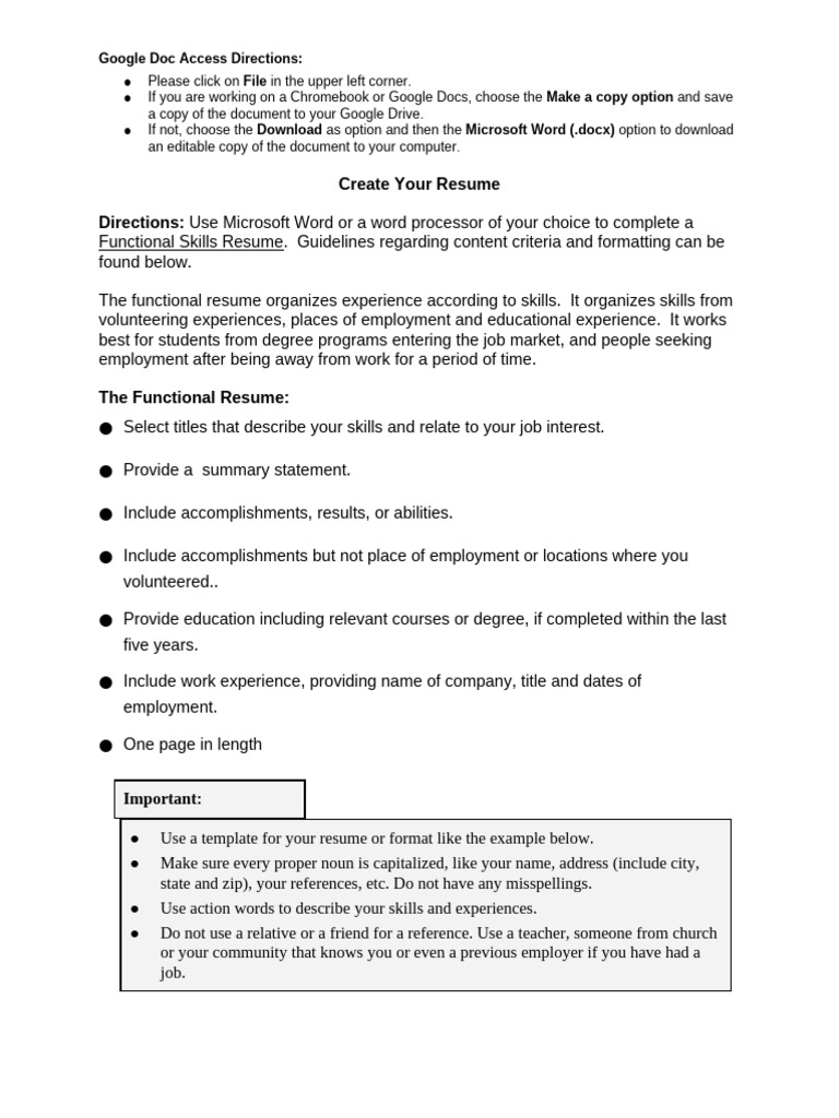 Module Thirteen Lesson Two Create A Resume Assignment One | PDF