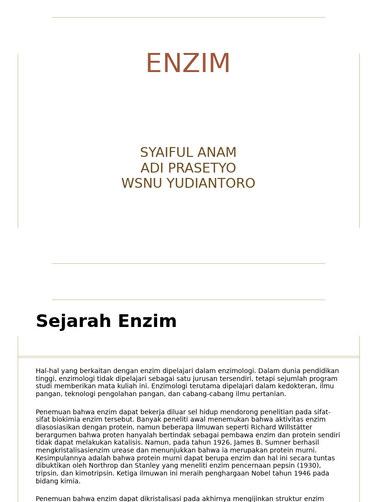 Enzim: Syaiful Anam Adi Prasetyo Wsnu Yudiantoro | PDF