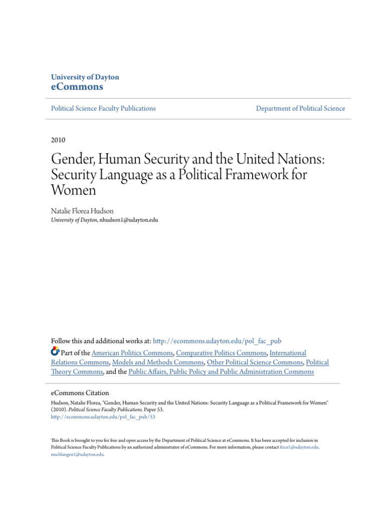 Gender Human Security and The United Nations - Security Language | PDF